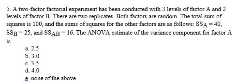 Solved A two-factor factorial experiment has been conducted | Chegg.com