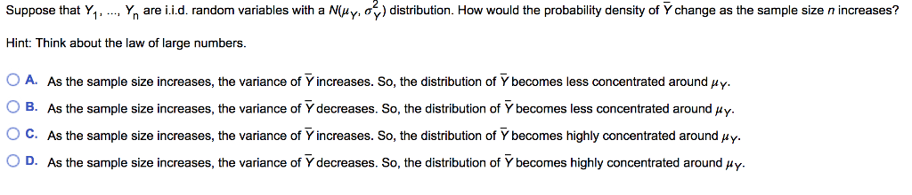 Solved Suppose that Y1 . Yn are i 1 d. random variables with | Chegg.com