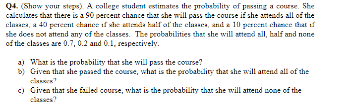 Solved A college student estimates the probability o f | Chegg.com