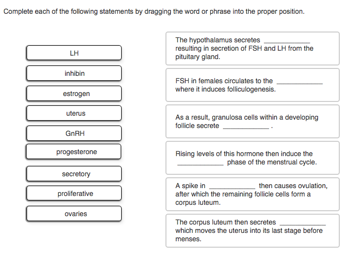 Solved Complete each of the following statements by dragging | Chegg.com