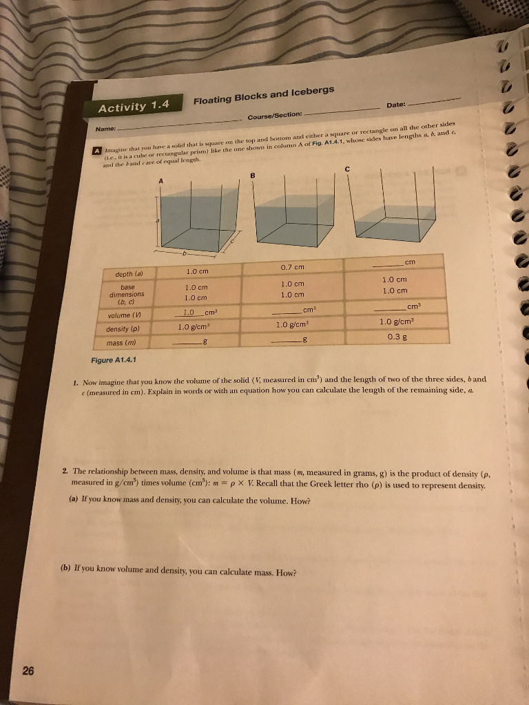 Solved Floating Blocks and Icebergs Activity 1.4 Date: | Chegg.com