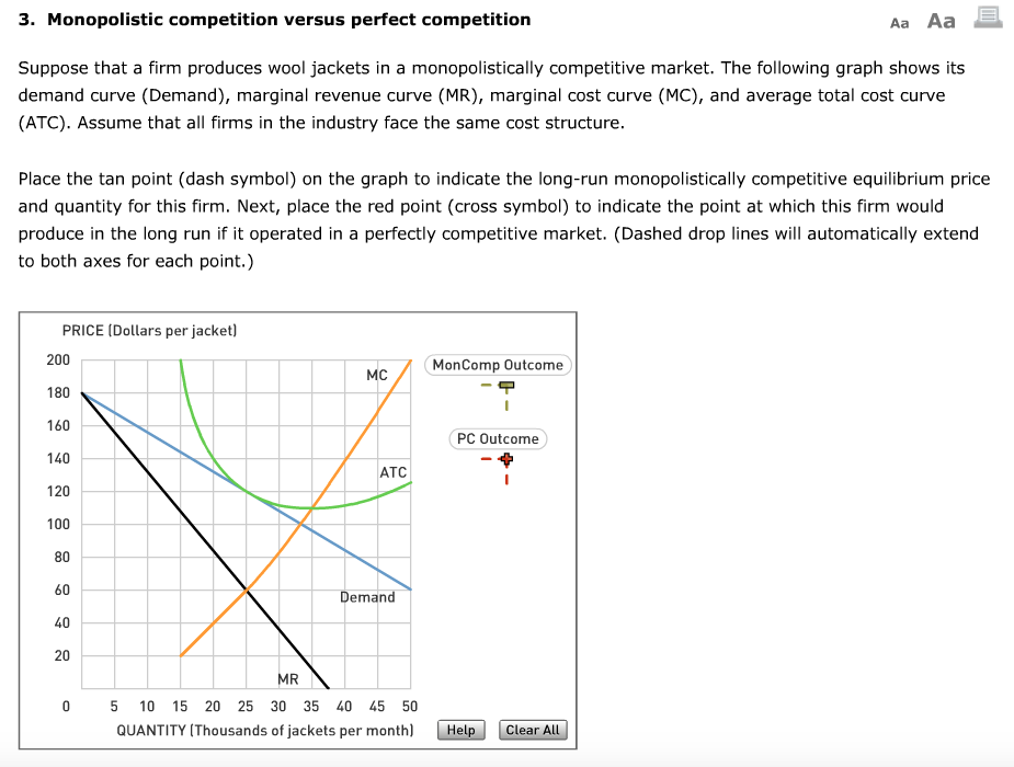 Solved Aa Aa 3. Monopolistic competition versus perfect | Chegg.com