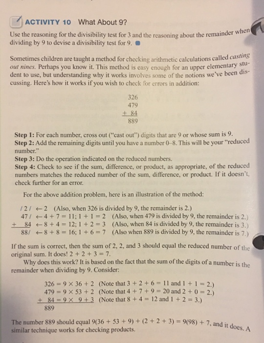 Solved Use the reasoning for the divisibility test for 3 and | Chegg.com