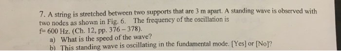 Solved 7. A string is stretched between two supports that | Chegg.com