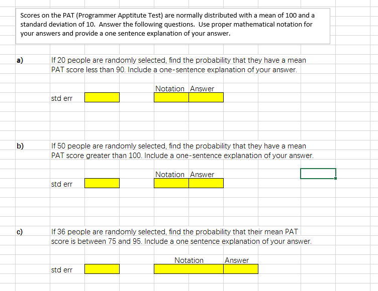 Solved Scores on the PAT (Programmer Apptitute Test) are | Chegg.com