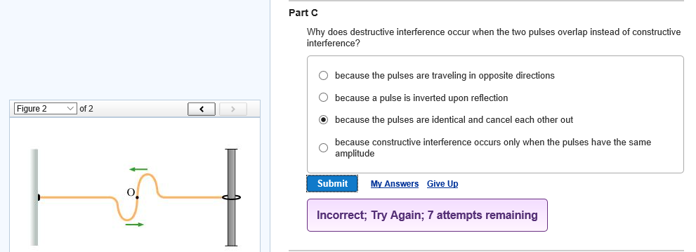 Solved Part C Why does destructive interference occur when | Chegg.com