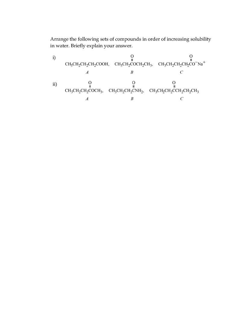 Solved Arrange the following sets of compounds in order of | Chegg.com