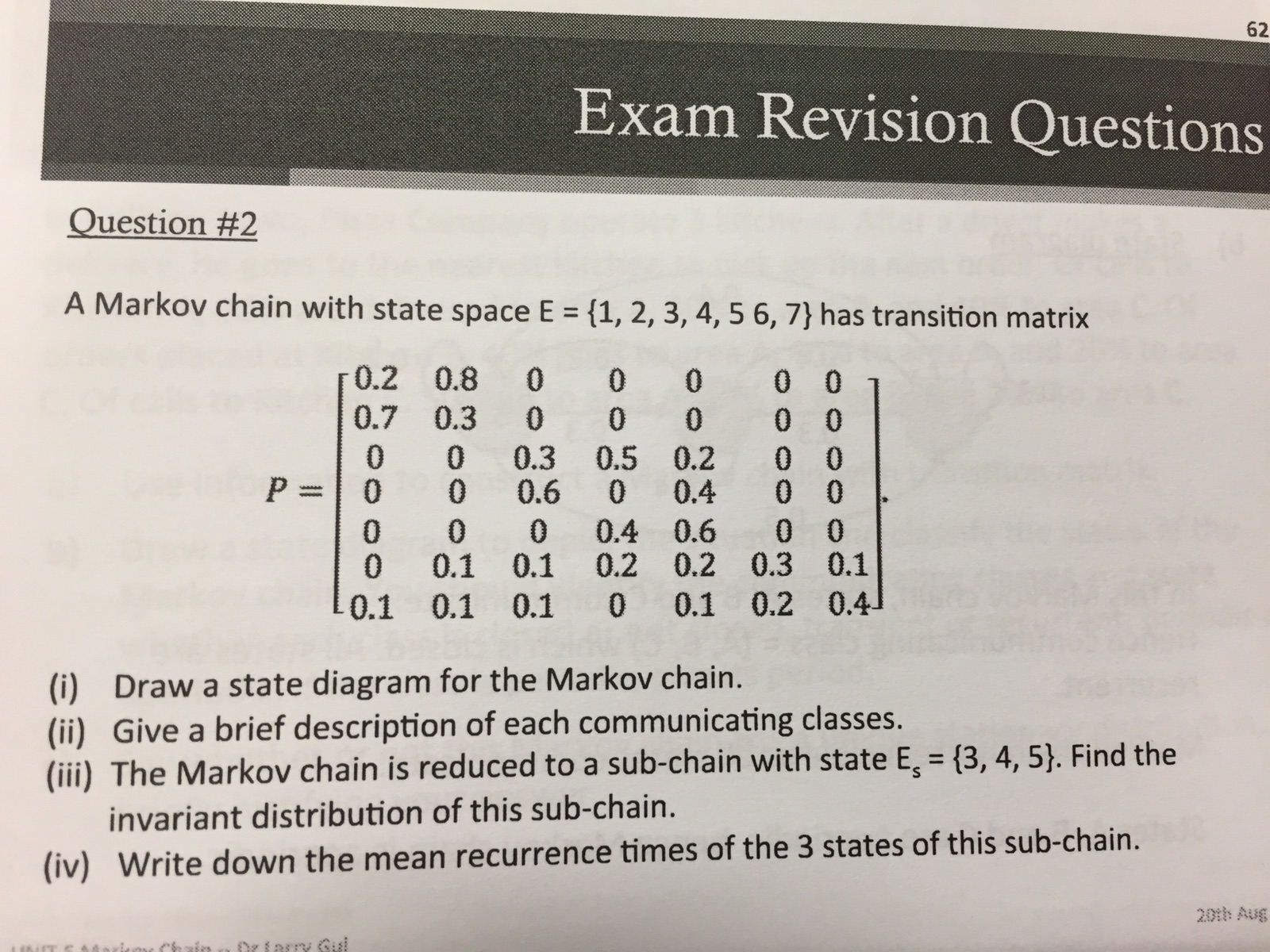 Solved Exam Revision Questions uestion #2 A Markov chain | Chegg.com