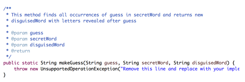 Solved *This method finds all occurrences of guess in | Chegg.com