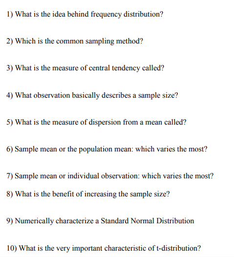 Solved 1) What is the idea behind frequency distribution? 2) | Chegg.com