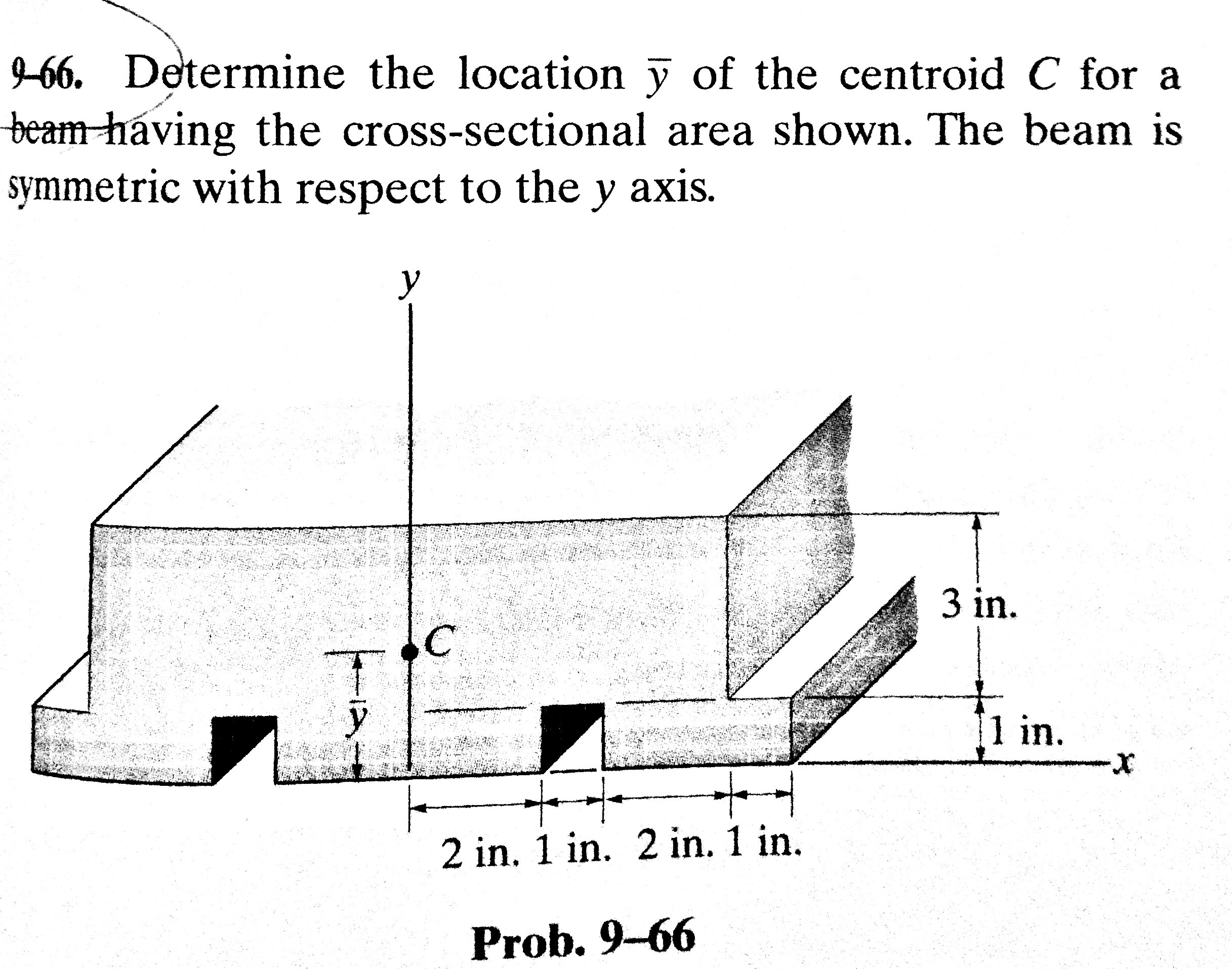 Solved I know that the answer is 2in for y centroid, but I | Chegg.com
