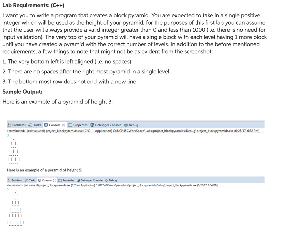 Solved I Want You To Write A Program That Creates A Block
