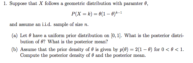 Solved Suppose that X follows a geometric distribution with | Chegg.com