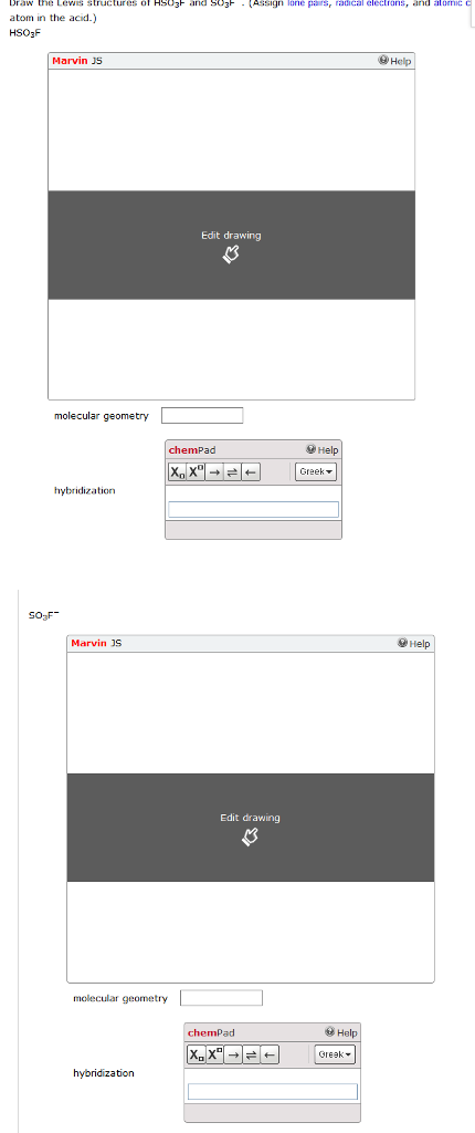 Solved Draw the Lewis structures of HSO3F and SO3F−. (Assign | Chegg.com