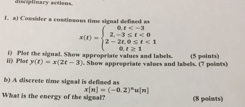 Solved disciplinary actions. 1. a) Consider a continuous | Chegg.com
