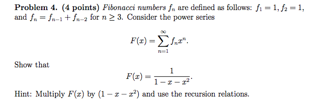 Solved Fibonacci numbers fn are defined as follows: | Chegg.com