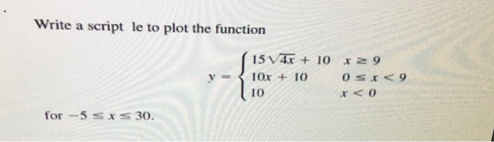 Solved Write a script le to plot the function 15 var x 2 9 | Chegg.com