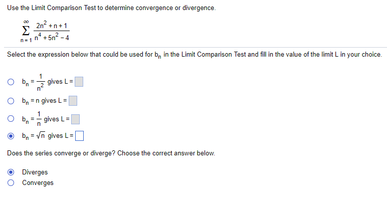 Solved Use The Limit Comparison Test To Determine