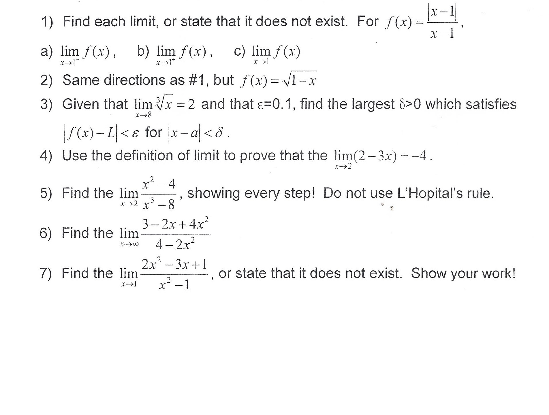 Solved Find each limit, or state that it does not exist. For | Chegg.com