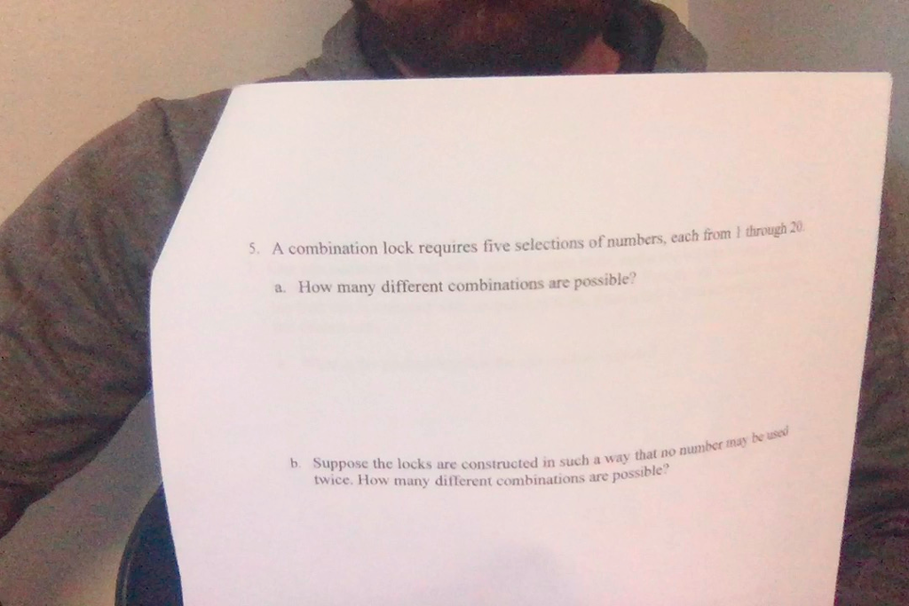 Solved A Combination Lock Requires Five Selections Of Chegg