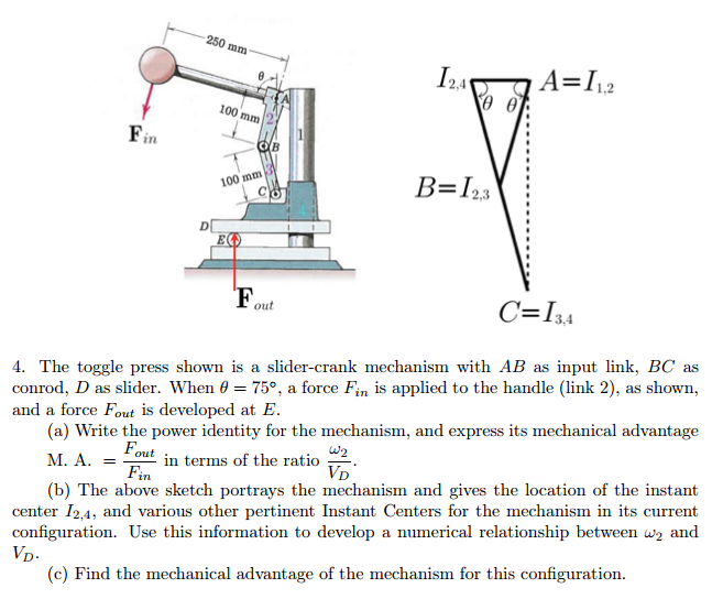 The toggle press shown is a slider-crank mechanism | Chegg.com