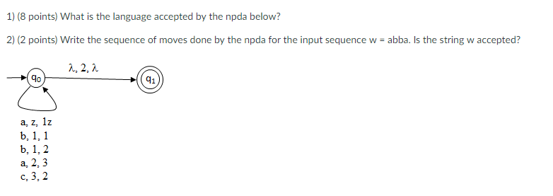Solved 1) What is the language accepted by the npda below? | Chegg.com