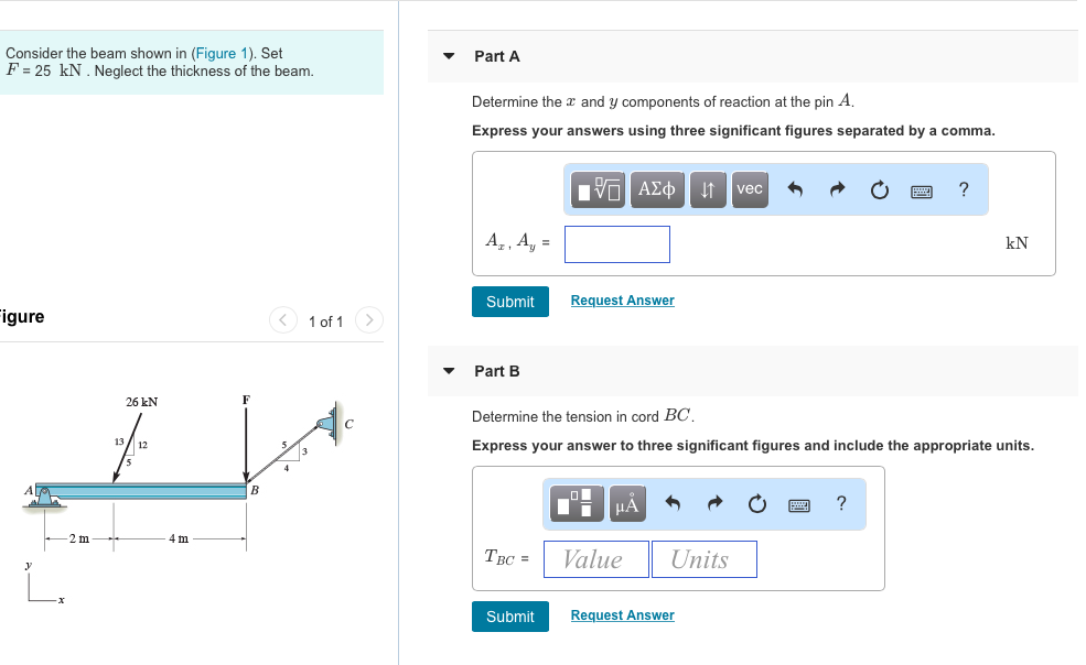 Solved Consider the beam shown in (Figure 1). Set F 25 kN. | Chegg.com