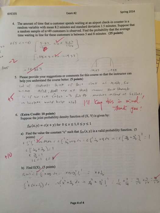 Solved 4. The amount of time that a customer spends waiting | Chegg.com