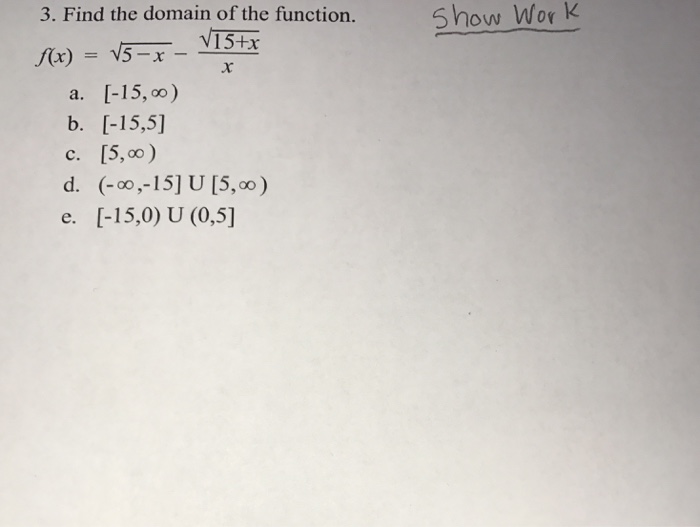 Solved Find the domain of the function. F(x) = squareroot 5 | Chegg.com