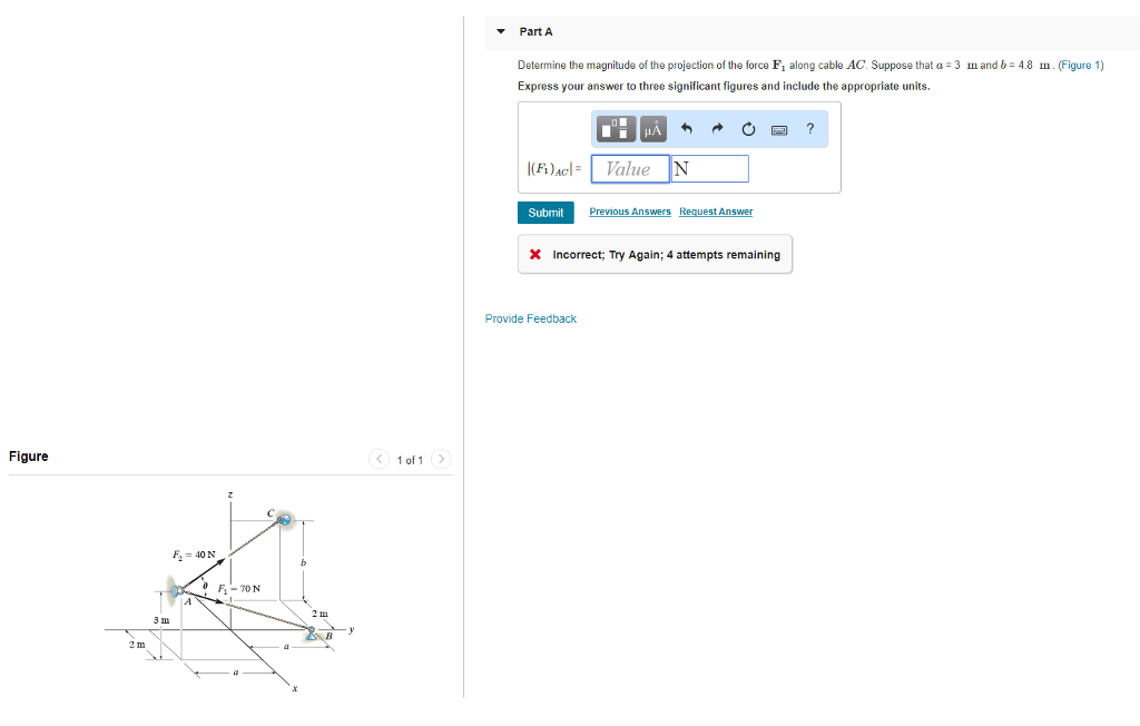 Solved Part A Determine The Magnitude Of The Projection Of