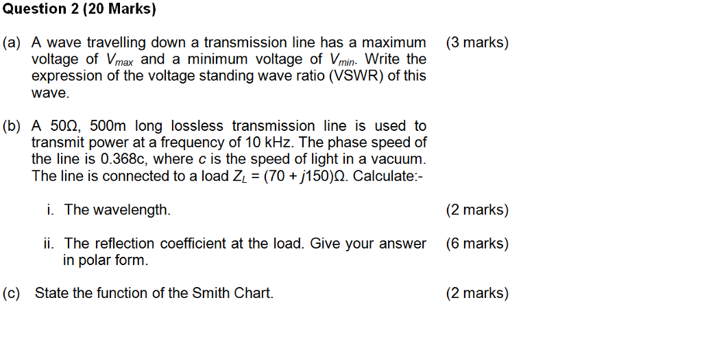 Solved Question 2 (20 Marks) (a) A wave travelling down a | Chegg.com