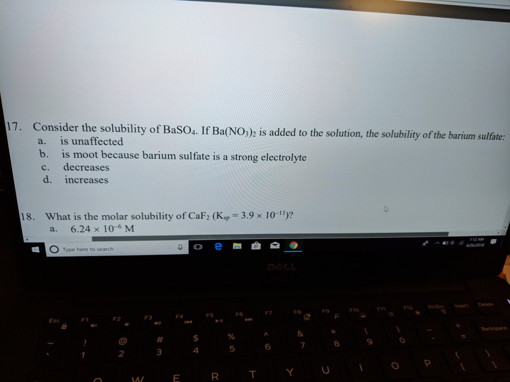 Solved 17. Consider the solubility of Baso. If Ba(NOs is | Chegg.com