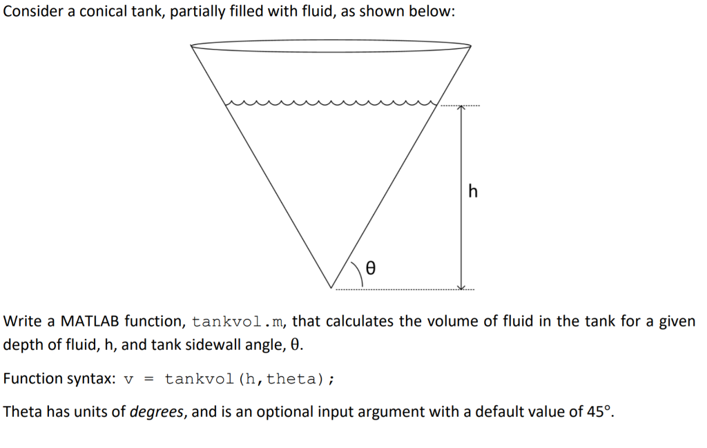 Solved Consider a conical tank, partially filled with fluid, | Chegg.com