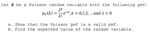 Solved Let x be a Poisson random variable with the following | Chegg.com