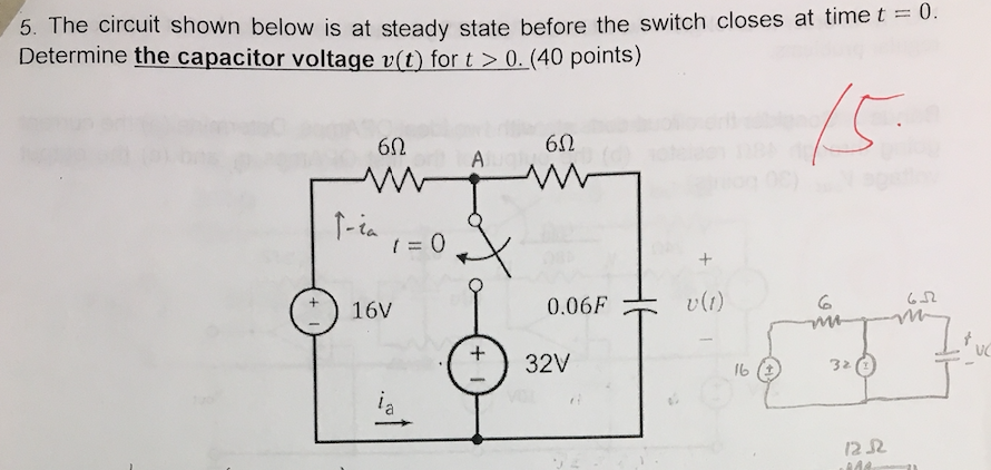 Solved 0. 5. The circuit shown below is at steady state | Chegg.com