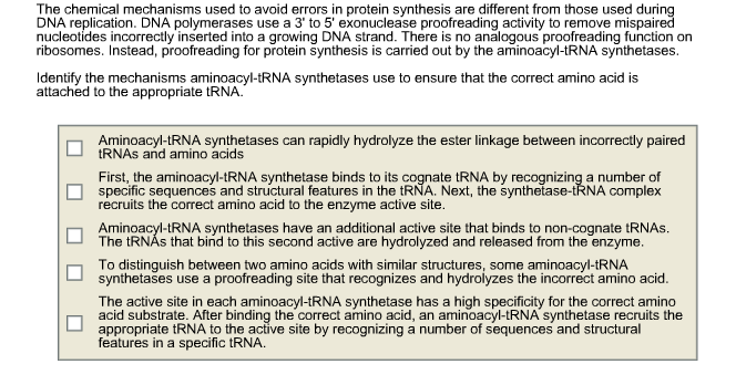 Solved The chemical mechanisms used to avoid errors in | Chegg.com