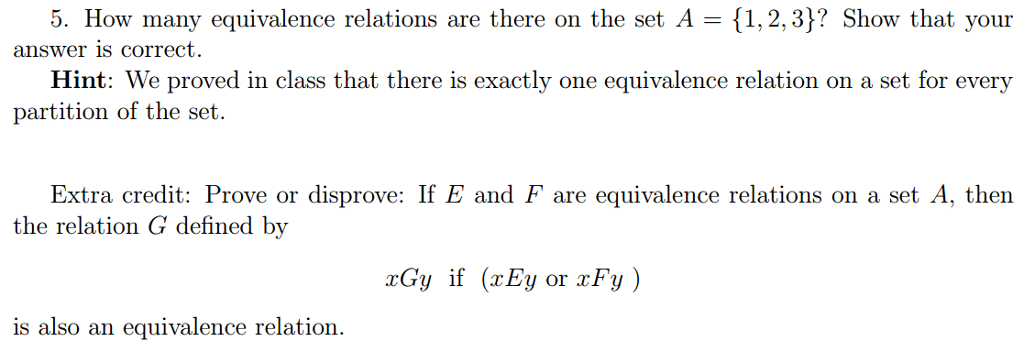 Solved How many equivalence relations (reflexive, | Chegg.com
