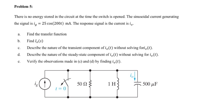 Solved Problem 5 There is no energy stored in the circuit at | Chegg.com