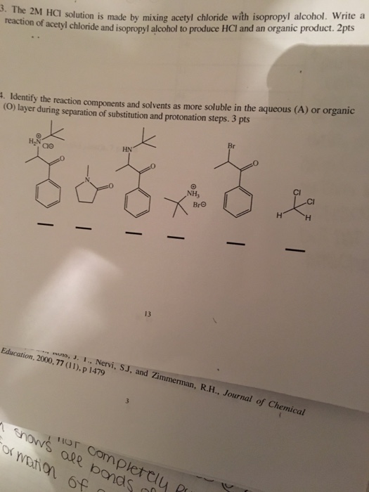Solved 2m hcl solution is made by mixing acetyl chloride | Chegg.com