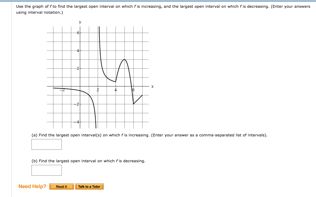 Solved Use the graph of fto find the largest open interval | Chegg.com