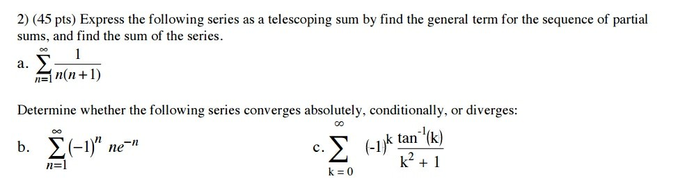 Solved Express the following series as a telescoping sum by | Chegg.com