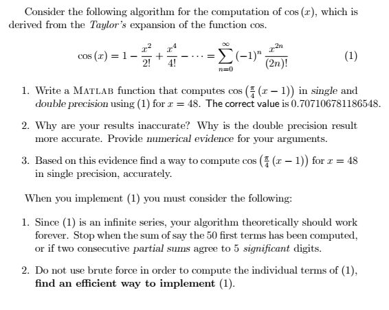 Solved Consider the following algorithm for the computation | Chegg.com