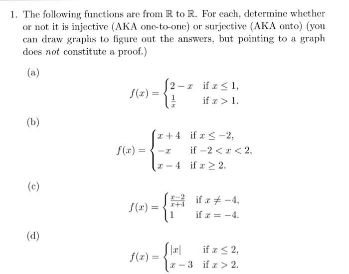 Solved The following functions are from R to R. For each, | Chegg.com