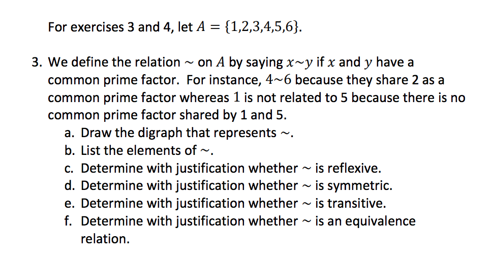 Solved For exercises 3 and 4, let A 1,2,3,4,5,6). 3. We | Chegg.com