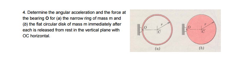 Solved 4. Determine the angular acceleration and the force | Chegg.com