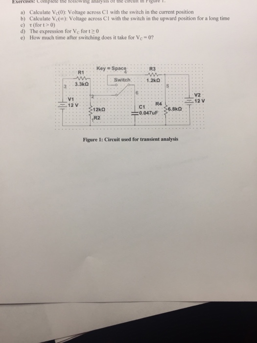 Solved Calculate V_c(0): Voltage across C1 with the switch | Chegg.com