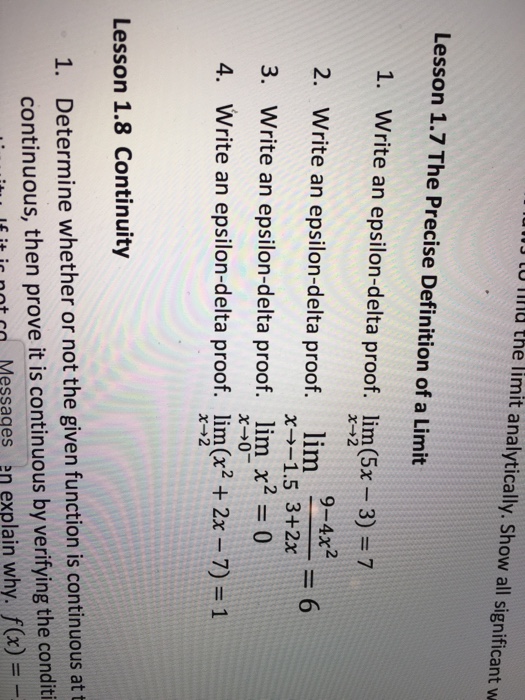 Solved The Precise Definition of a Limit Write an | Chegg.com