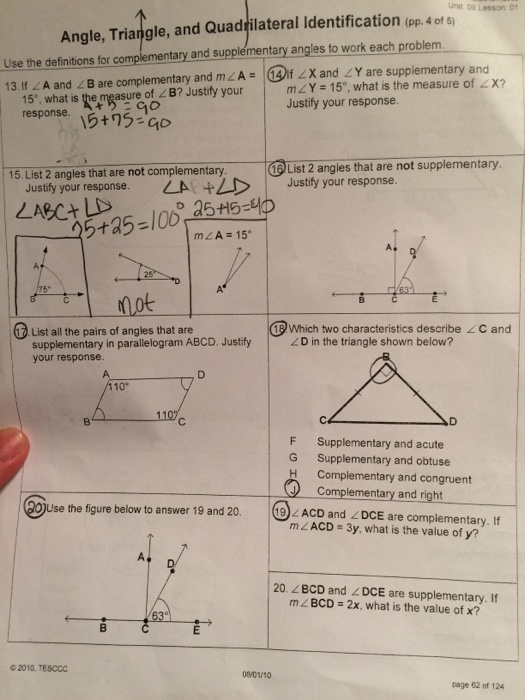 Solved 7h Gra Unit 09 Lesson Angle, Triangle, and | Chegg.com