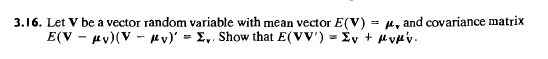 Solved Let V be a vector random variable with mean vector | Chegg.com
