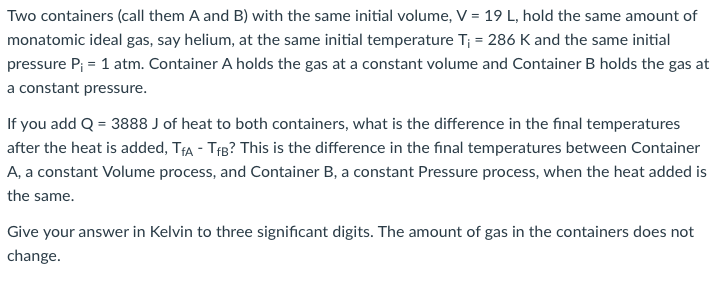 Solved Two containers (call them A and B) with the same | Chegg.com